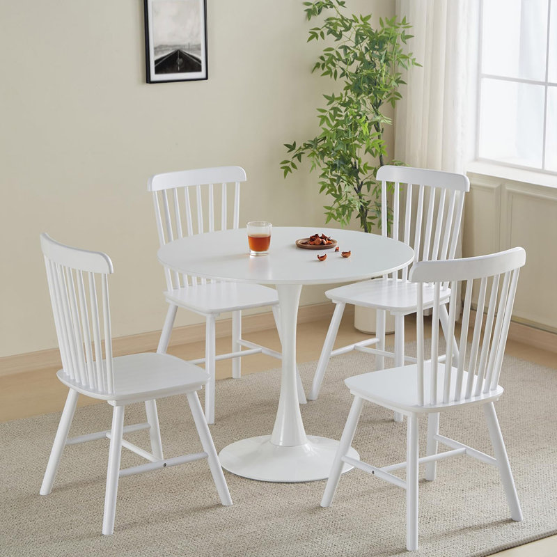 Round Dining Table Table Small Kitchen Table for Dining Room Kitchen Living Room Mid Century Leisure Table Bistro Table George Oliver Color White